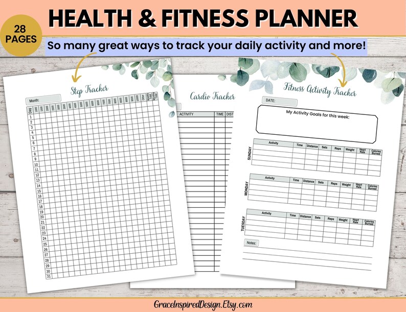 Health & Fitness Planner Printable, New Year Wellness Planner, Fitness ...