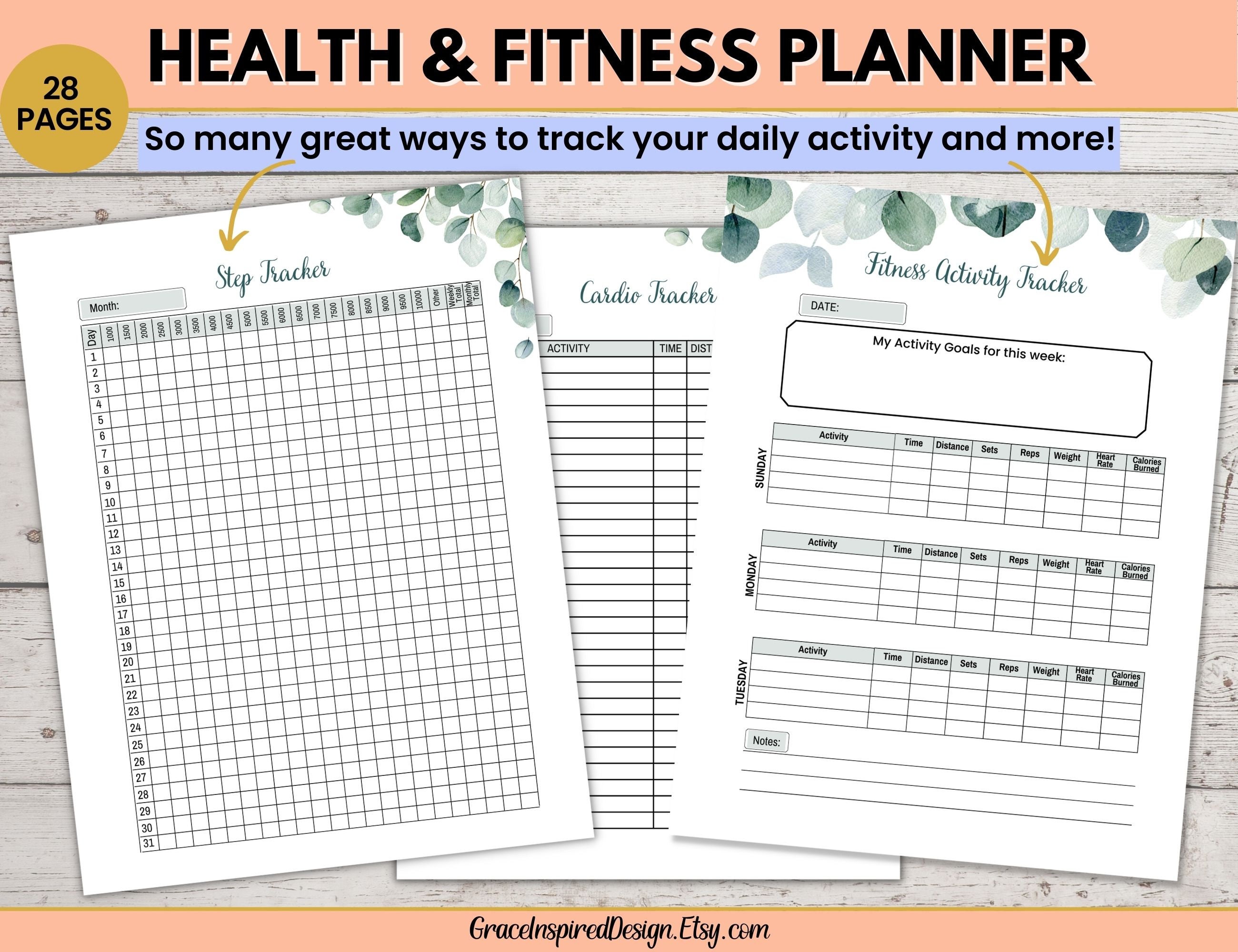 Health & Fitness Planner Printable, New Year Wellness Planner, Fitness ...