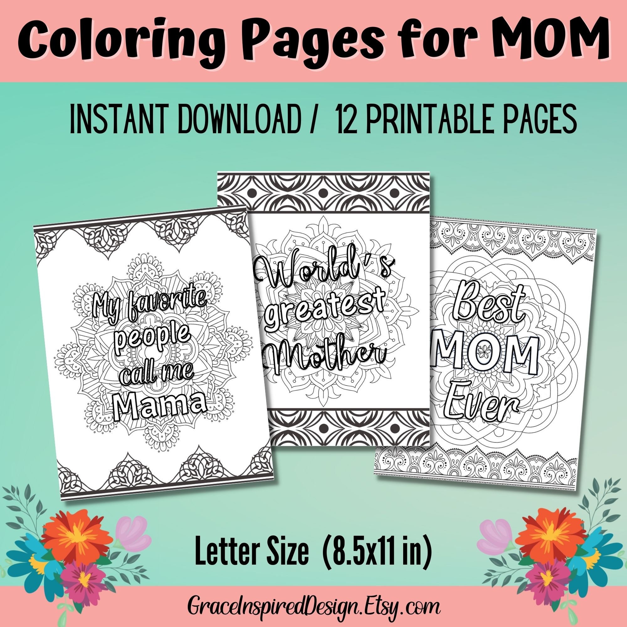 Mother's Day Coloring Pages, 12 Printable Coloring Sheets for Mom ...