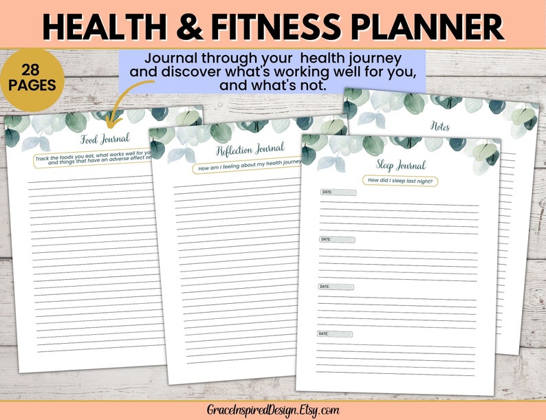 Health & Fitness Planner Printable, New Year Wellness Planner, Fitness ...