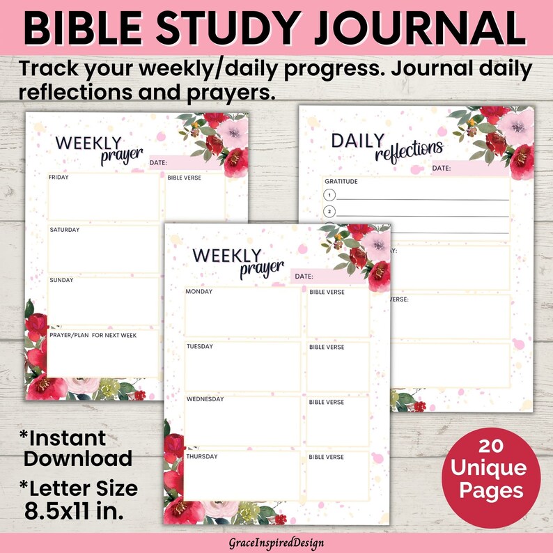 Bible Study Journal, Bible Reading Journal Printable, Daily Bible ...