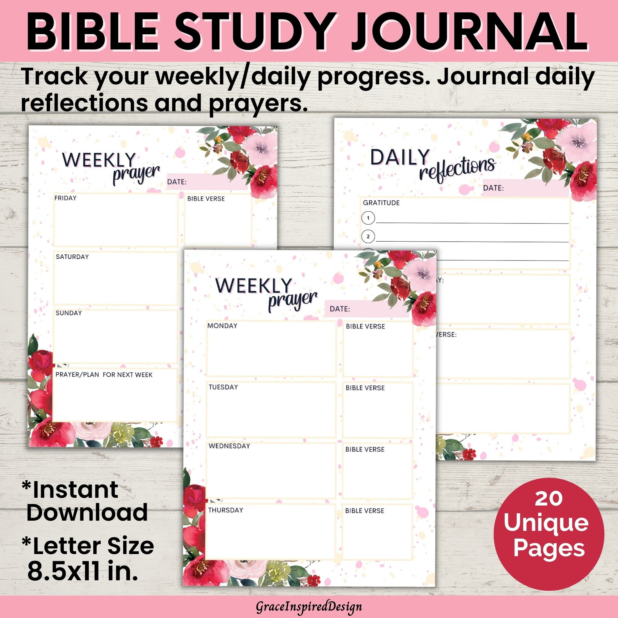 Bible Study Journal, Bible Reading Journal Printable, Daily Bible ...