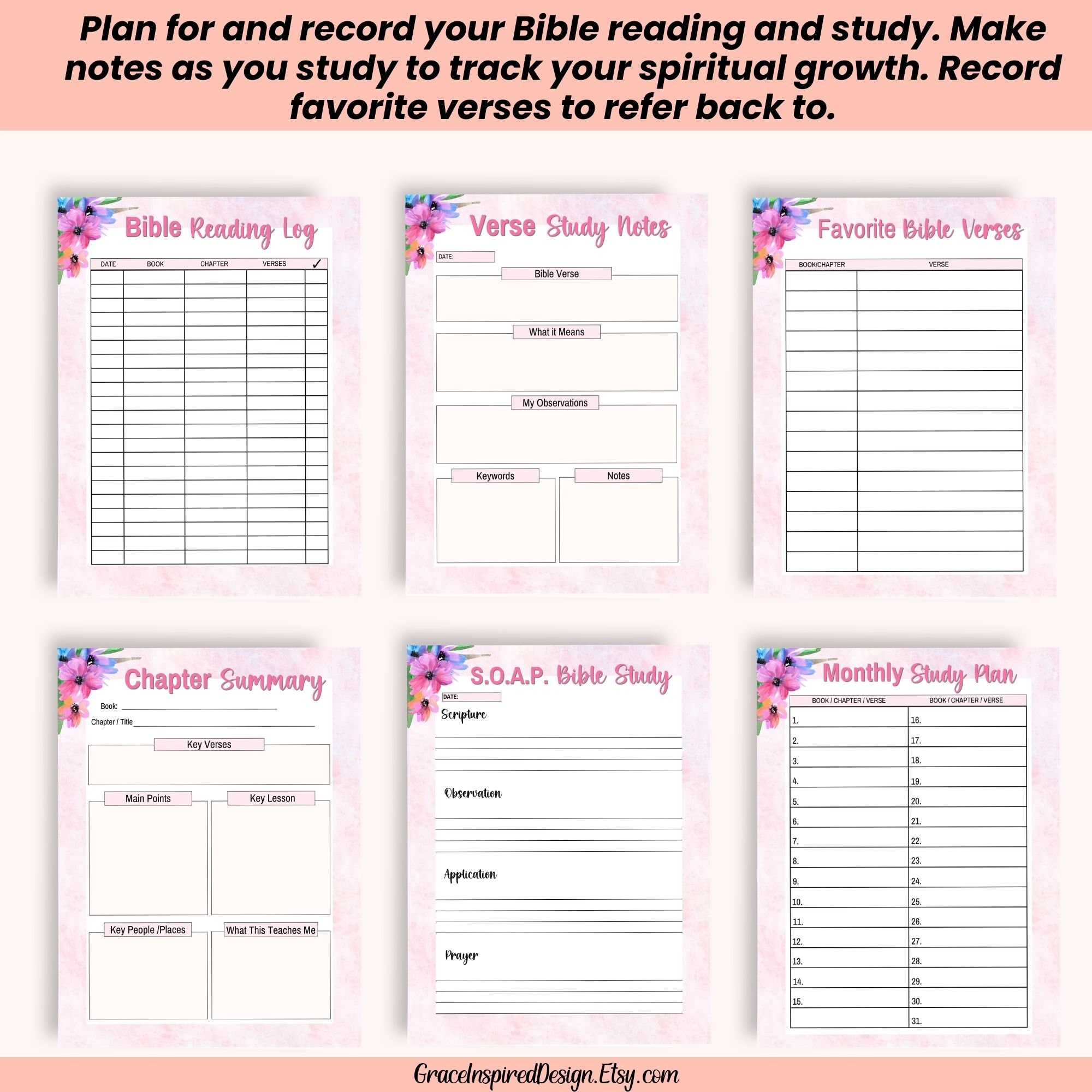 Bible Study & Prayer Journal Printable, Bible Study Printable, S.O.A.P ...