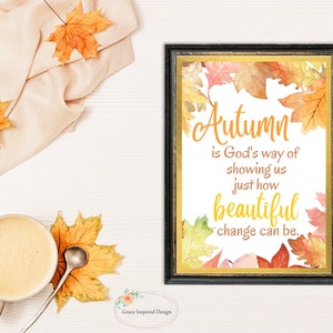 Fall Autumn Printable Sign, Autumn Christian Printable, Inspirational ...