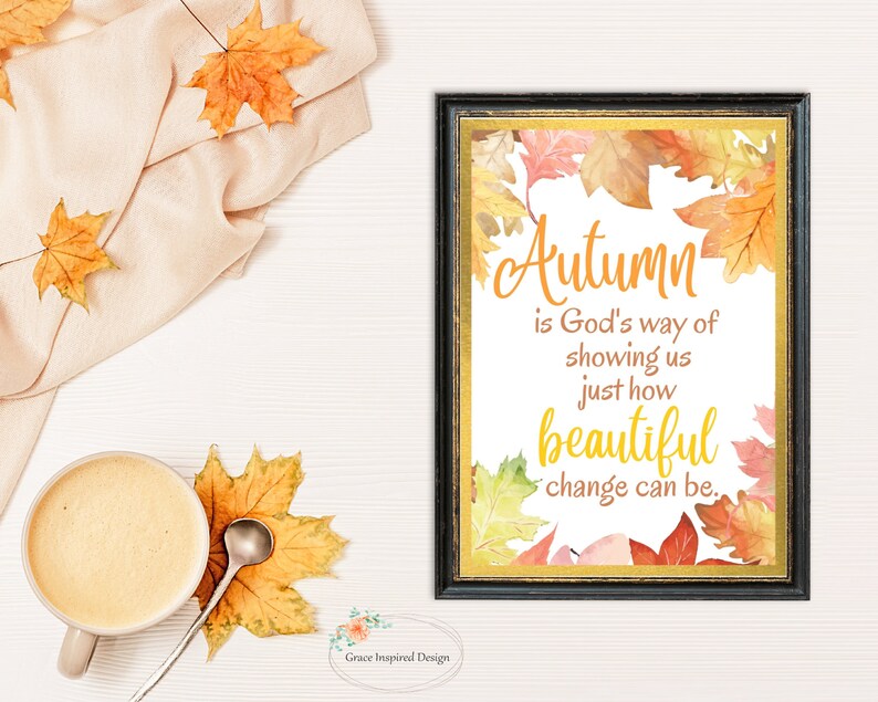 Fall Autumn Printable Sign, Autumn Christian Printable, Inspirational ...