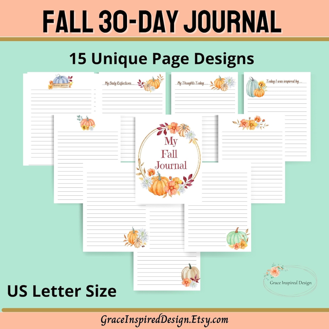 Fall 30 Day Journal Printable, Printable Fall Journal Pages, 30 Day ...
