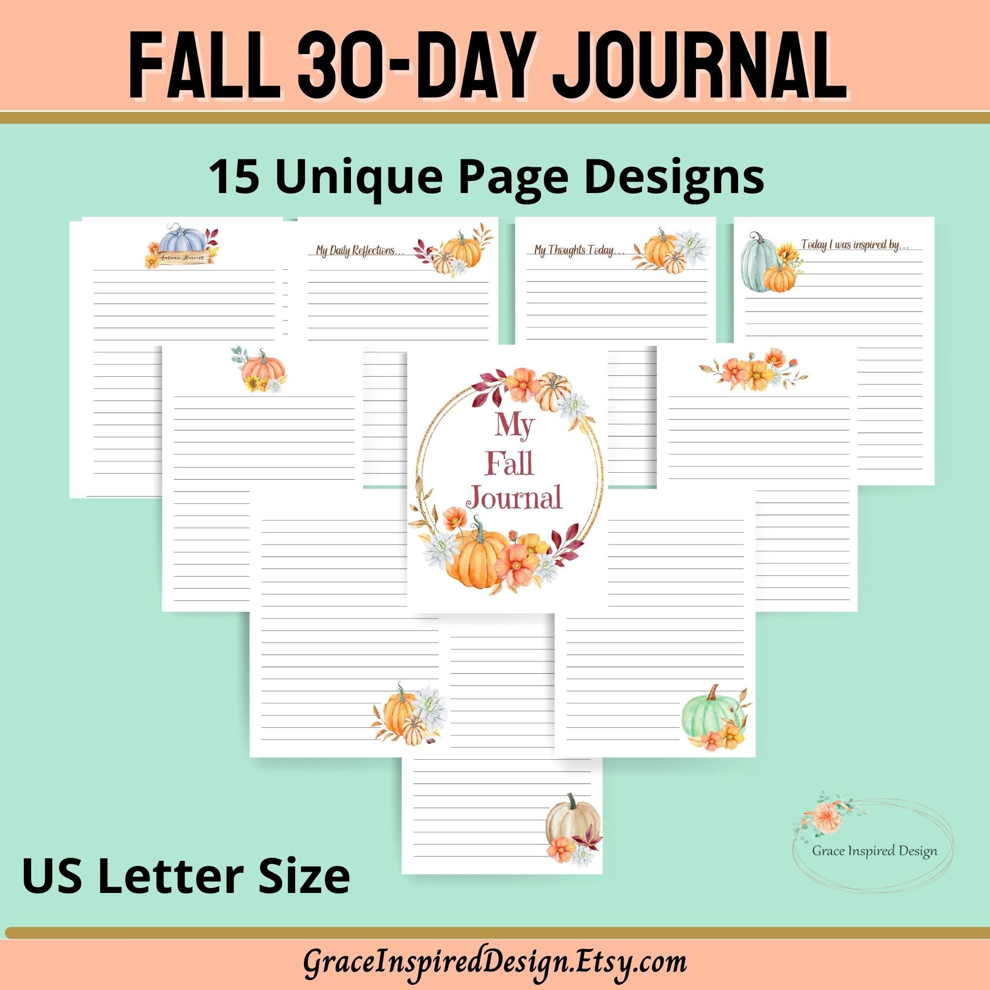 Fall 30 Day Journal Printable, Printable Fall Journal Pages, 30 Day ...