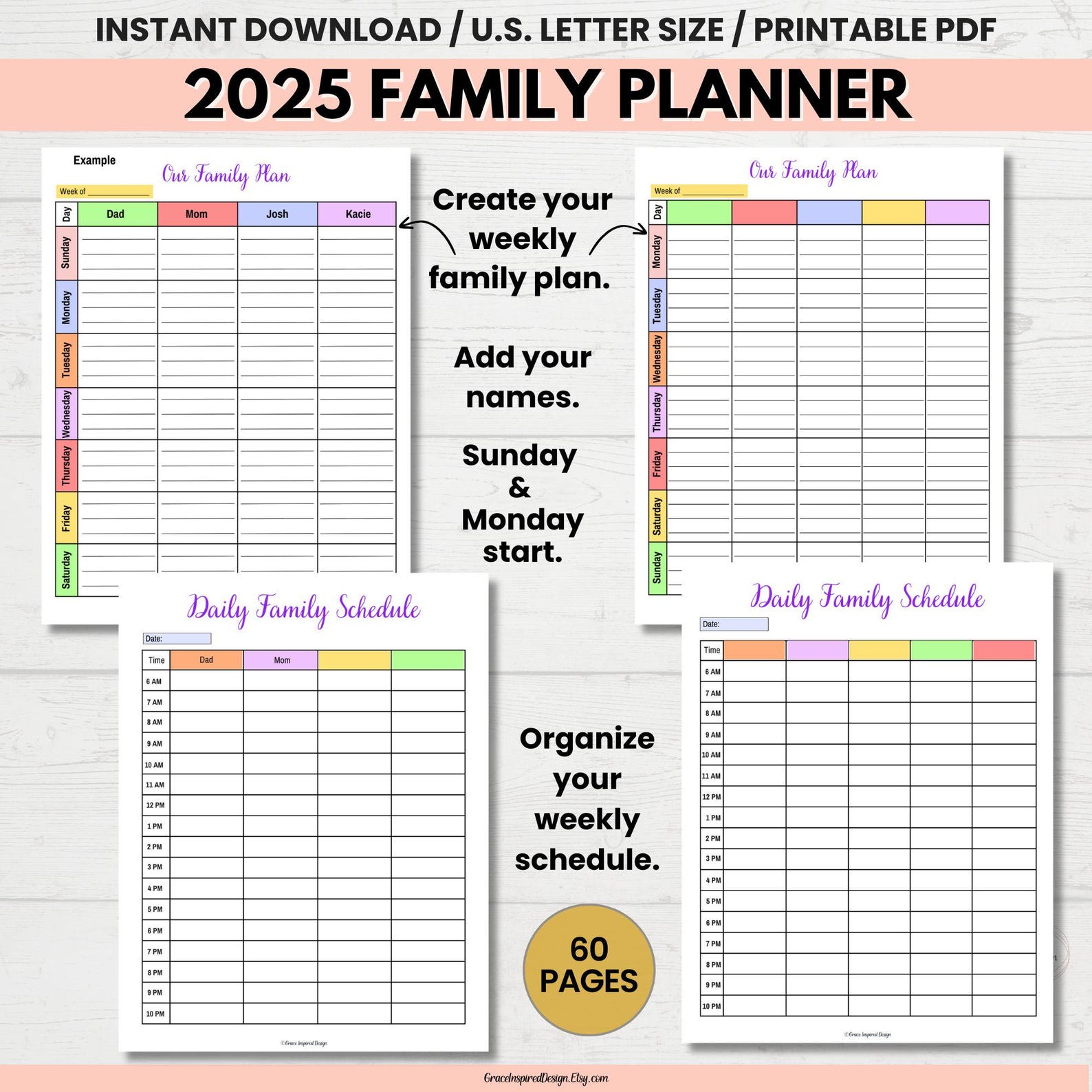 2025 Family Planner Printable Family Calendar 2025 Weekly Family ...