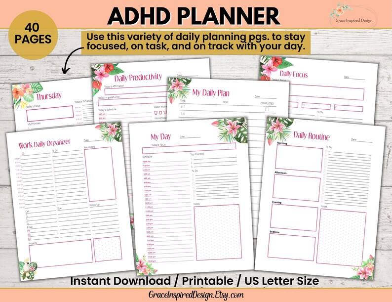 ADHD Planner Printable, Adult ADHD Planner, ADHD Binder, Life Planner ...