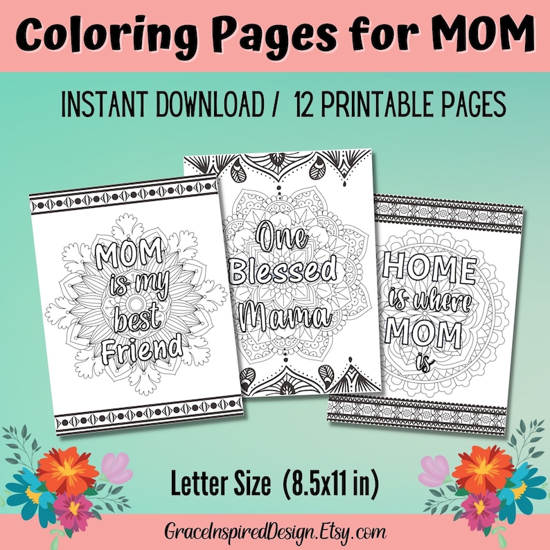Mother's Day Coloring Pages, 12 Printable Coloring Sheets for Mom ...
