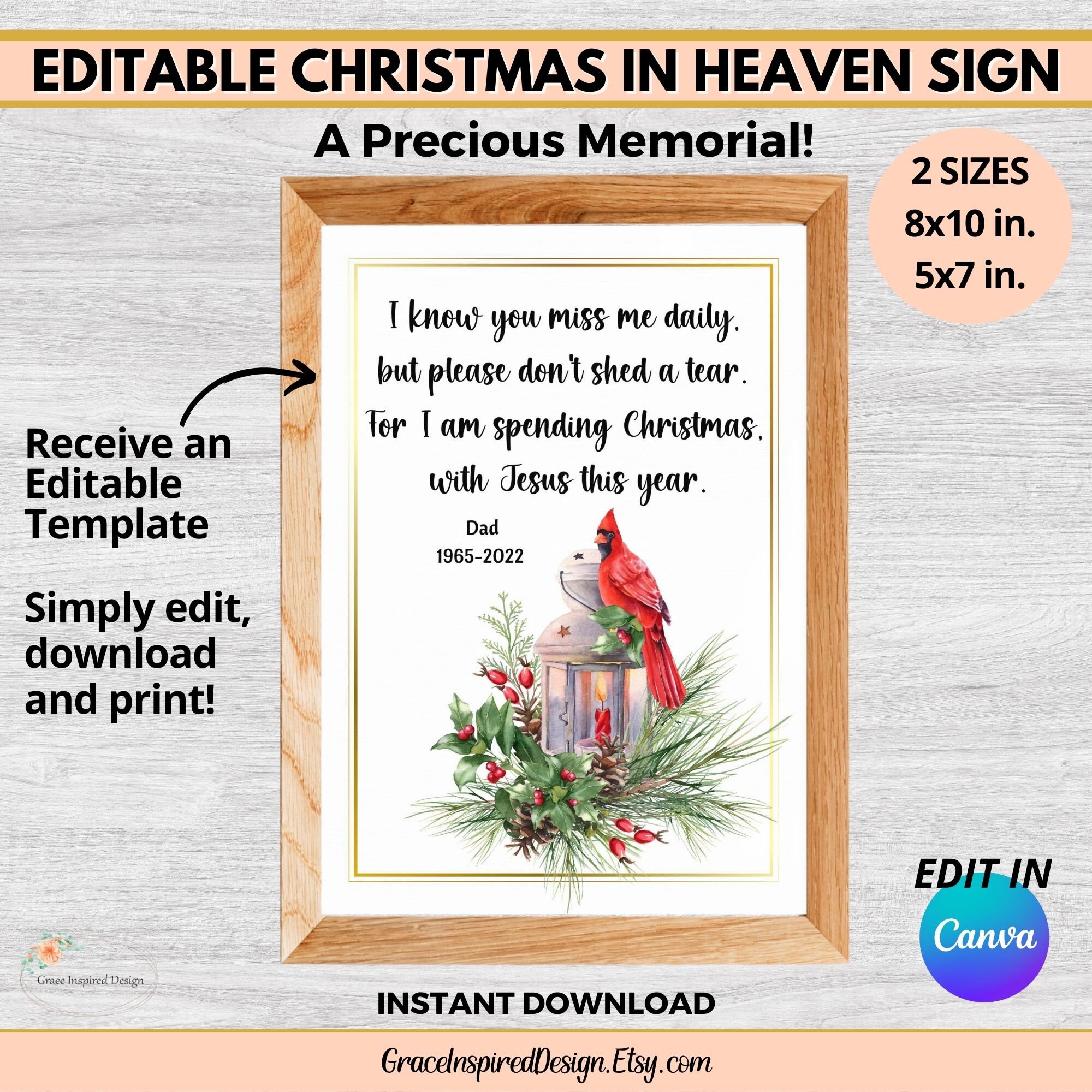 Printable Christmas in Heaven Sign, Editable Christmas in Heaven ...