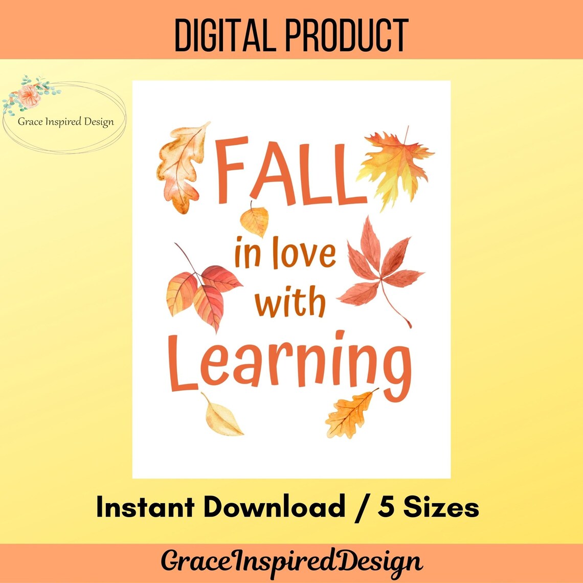 Fall Inspirational Printable Fall Kids Room Poster Fall in | Etsy