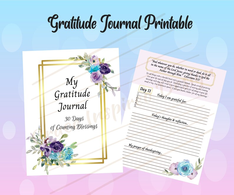 Gratitude Journal Printable Gratitude Journal. Christian | Etsy