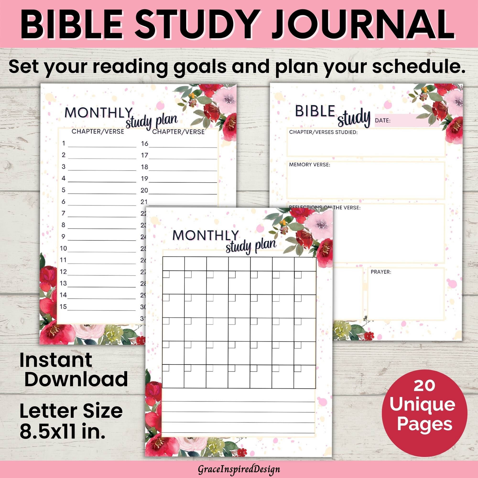 Bible Study Journal, Bible Reading Journal Printable, Daily Bible ...
