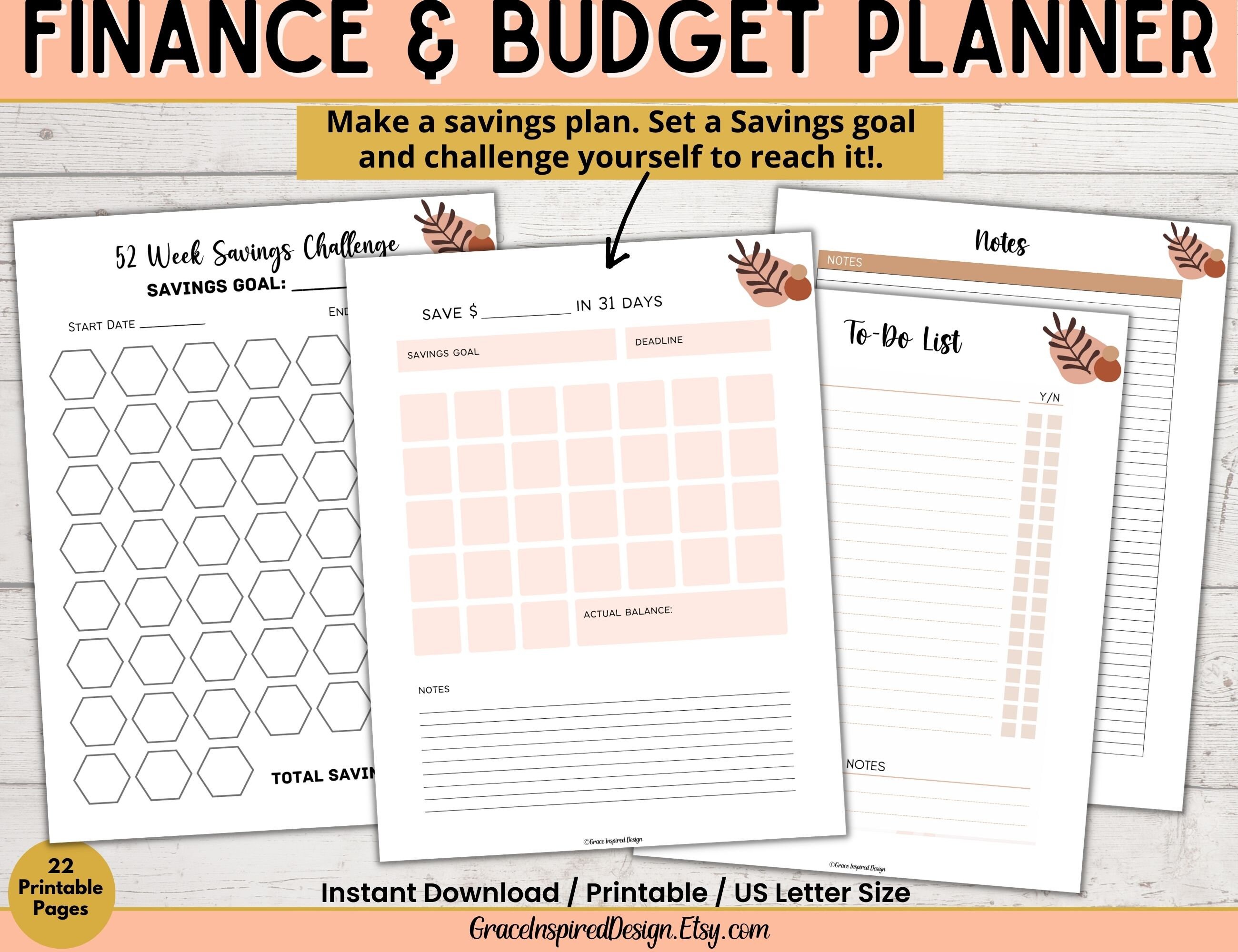 Finance & Budget Planner Printable, Monthly Budget Tracker, Weekly ...