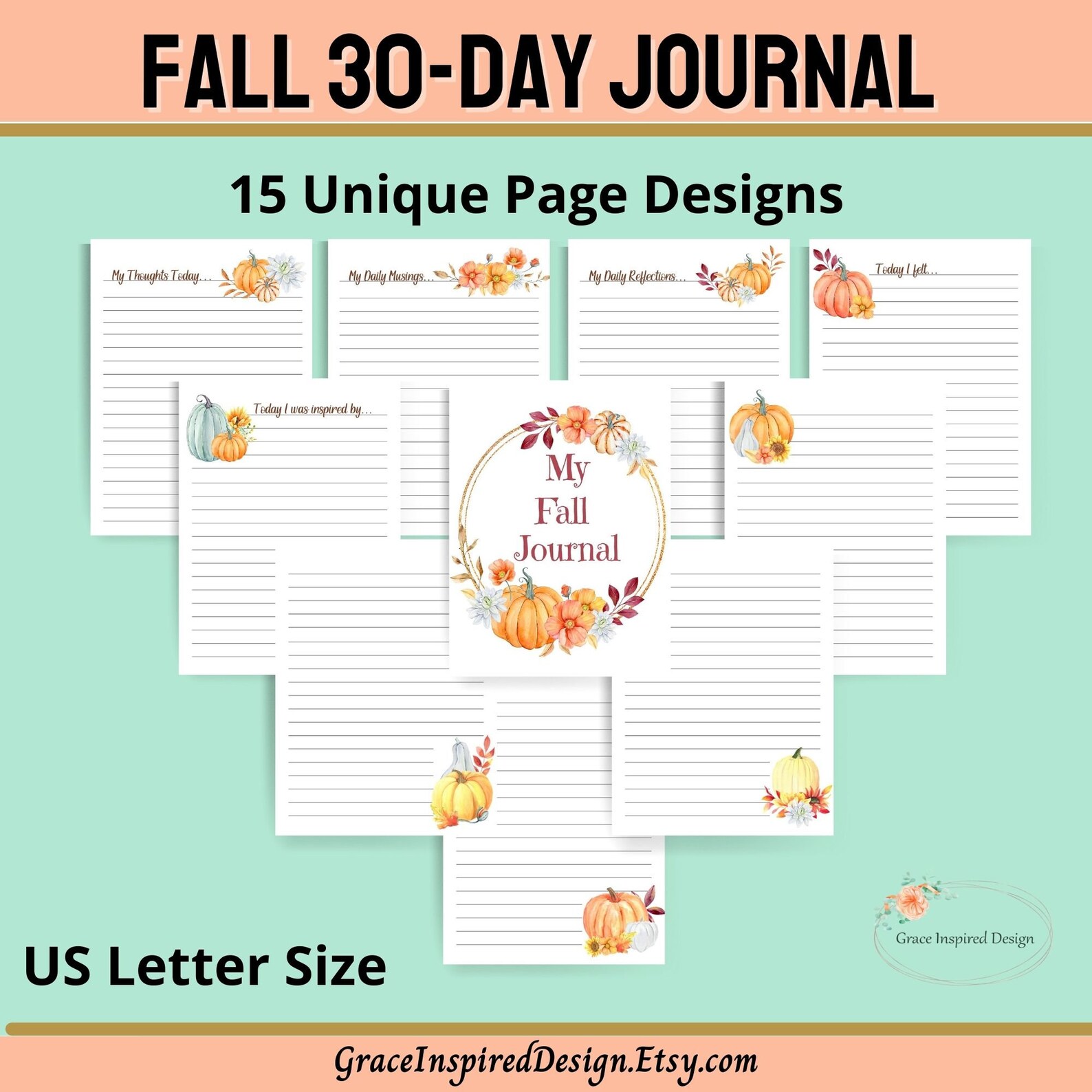 Fall 30 Day Journal Printable, Printable Fall Journal Pages, 30 Day ...