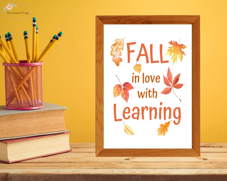 Fall Inspirational Printable, Fall Kids Room Poster, Fall in Love With ...