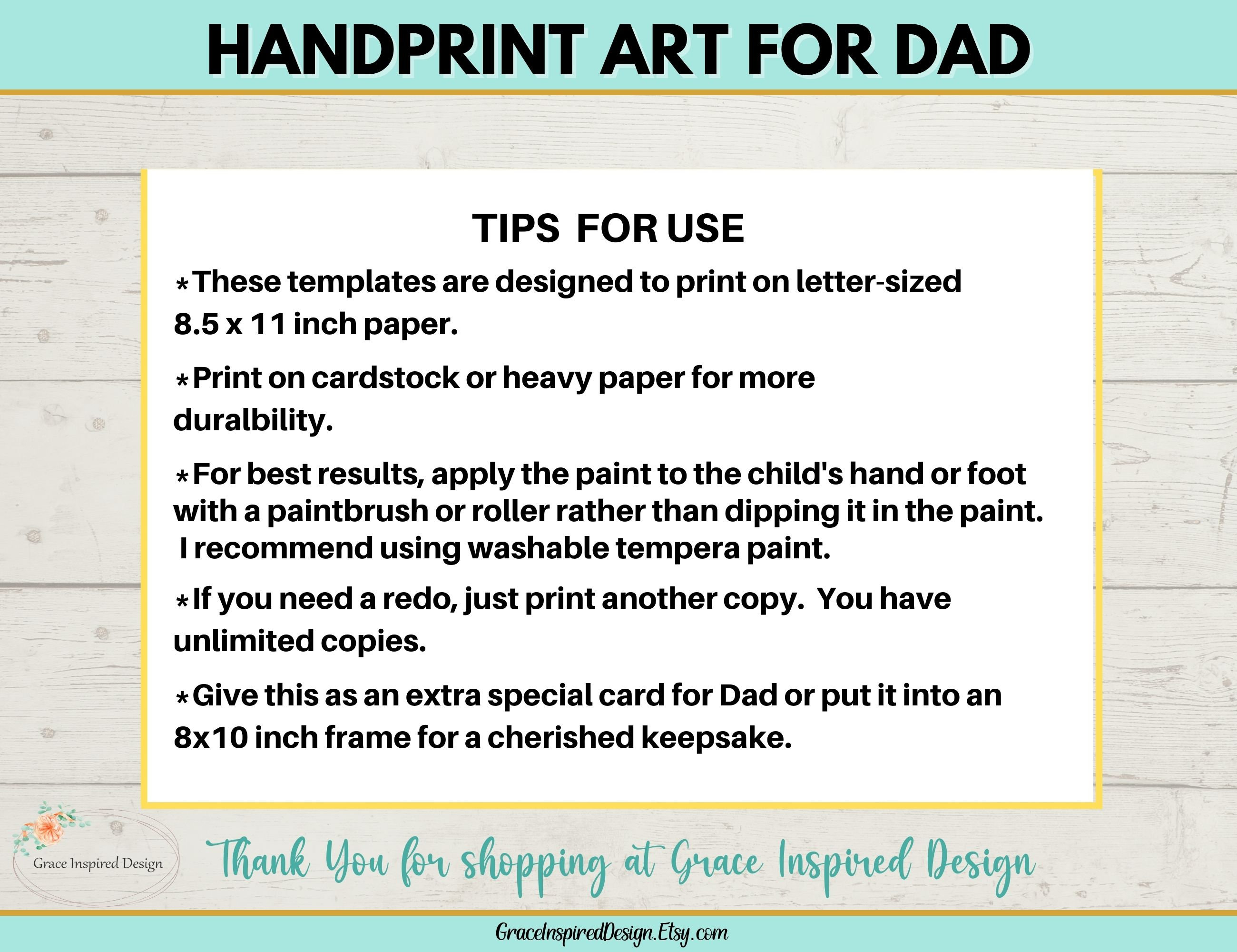 Father's Day Handprint Art Printable Bundle, Personalized Dad Handprint ...