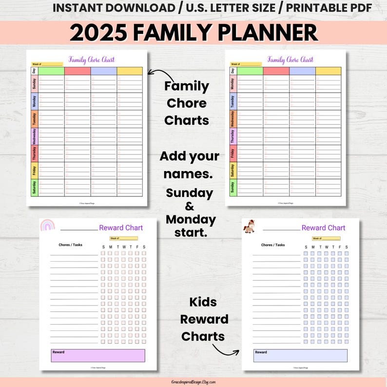 2025 Family Planner Printable Family Calendar 2025 Weekly Family ...