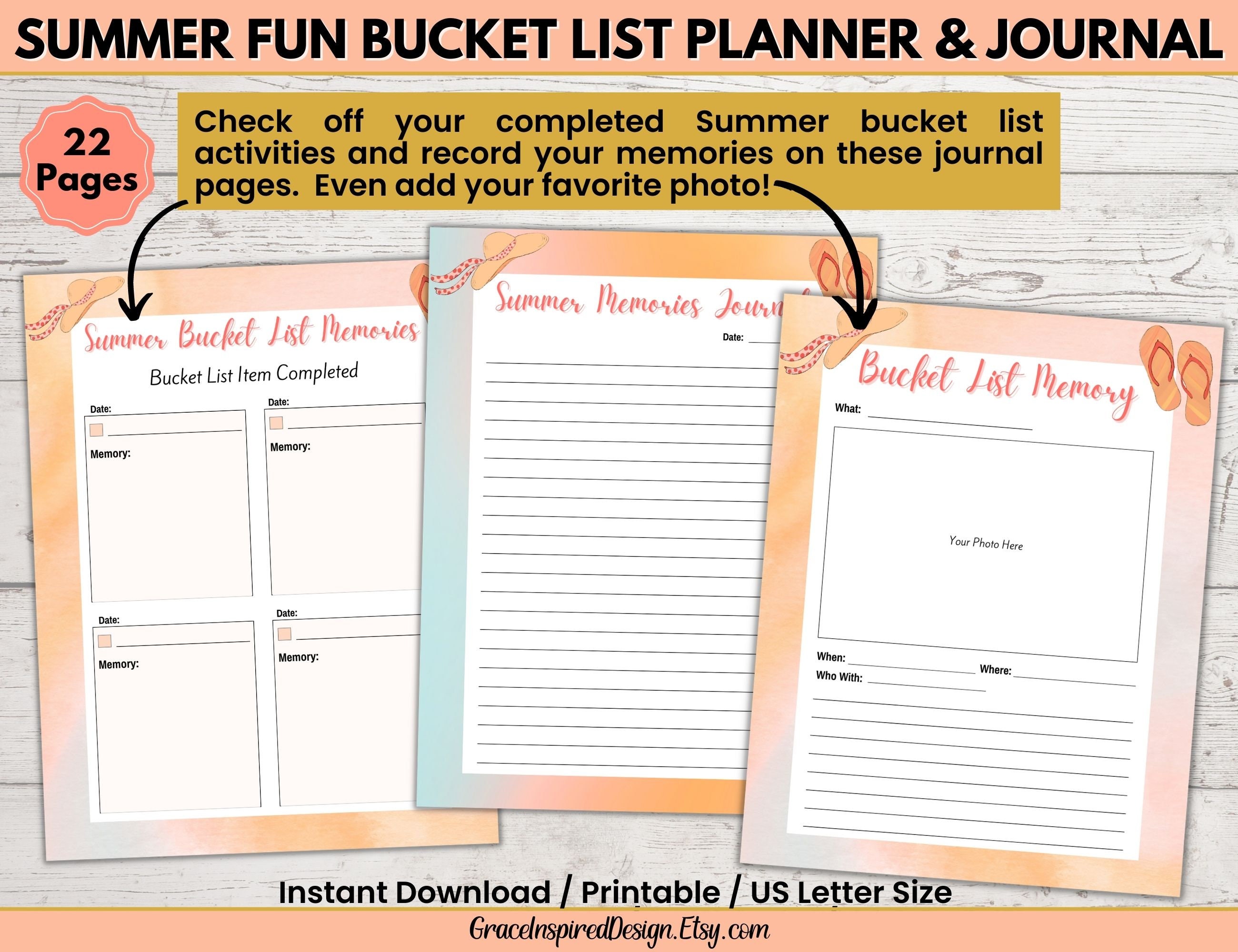 Summer Bucket List Printable, Summer Bucket List Planner, Summer Bucket ...