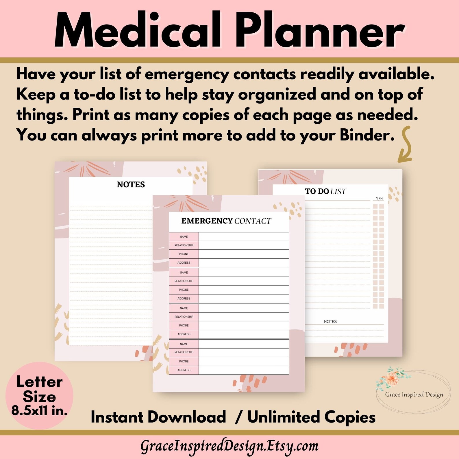 Family Medical Binder Printable Healthcare Planner Medical Binder ...