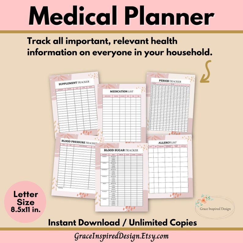 Medical Planner, Healthcare Planner, Medical Printable, Family Medical ...