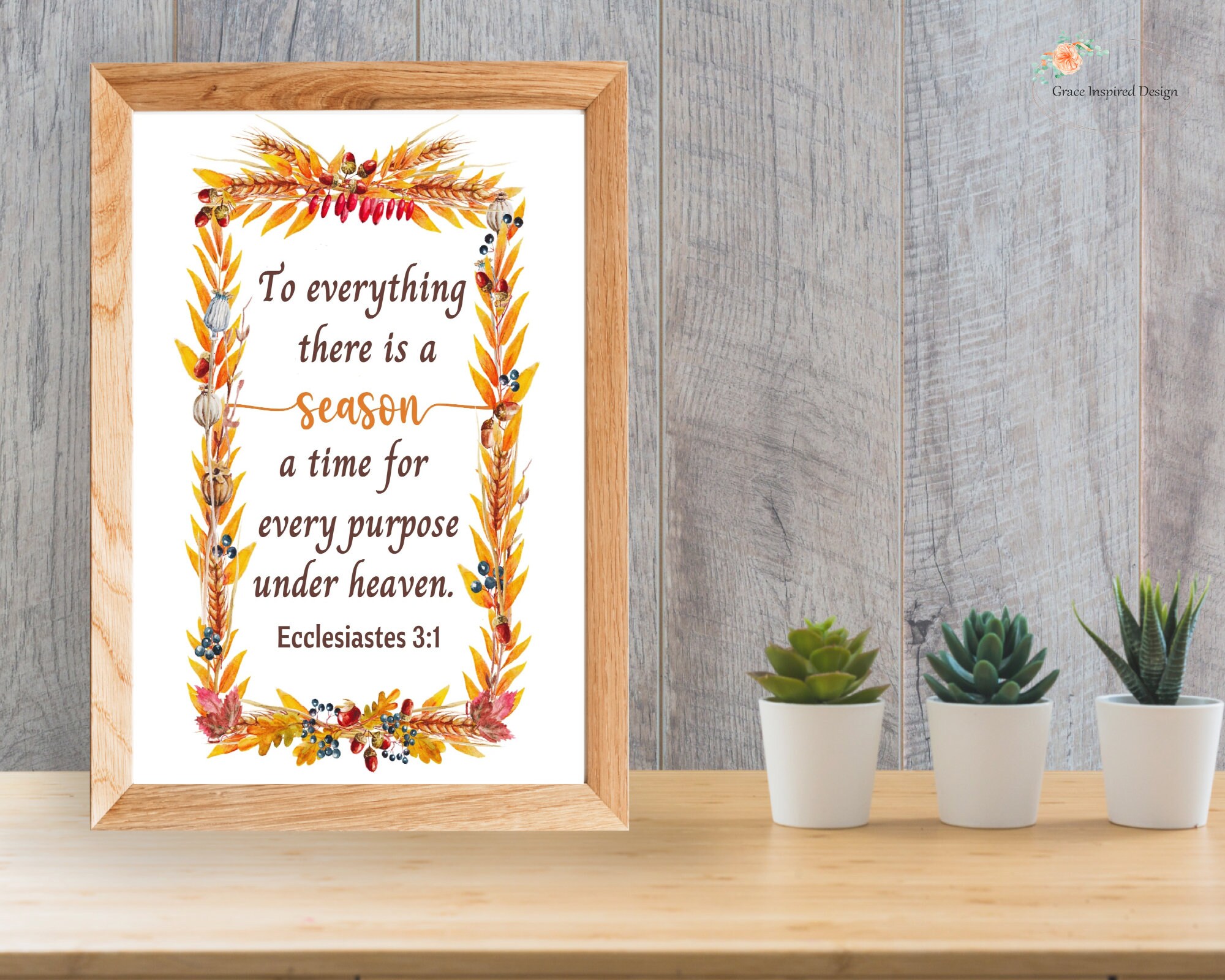 Fall Scripture Verse Printable. Ecclesiastes 3:1 Wall Art, Fall Autumn ...