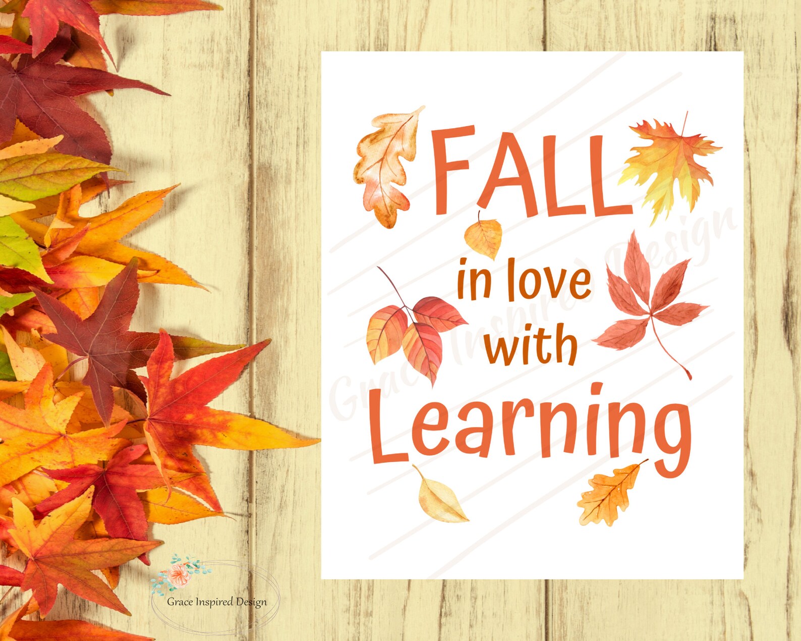 Fall Inspirational Printable, Fall Kids Room Poster, Fall in Love With ...