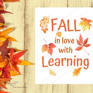 Fall Inspirational Printable, Fall Kids Room Poster, Fall in Love With ...