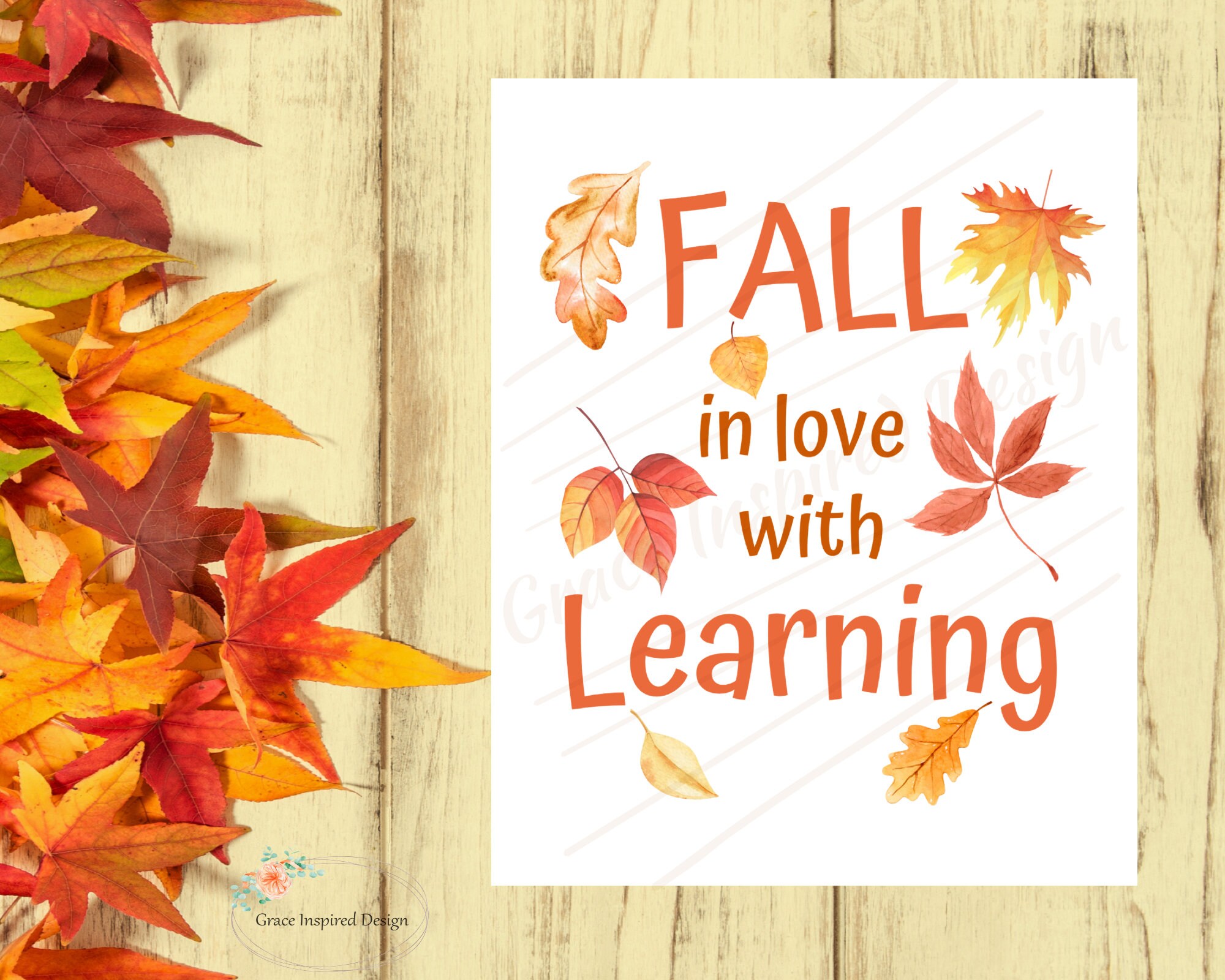 Fall Inspirational Printable, Fall Kids Room Poster, Fall in Love With ...