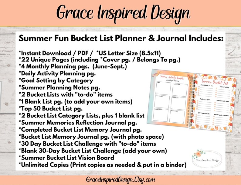 Summer Bucket List Printable, Summer Bucket List Planner, Summer Bucket ...