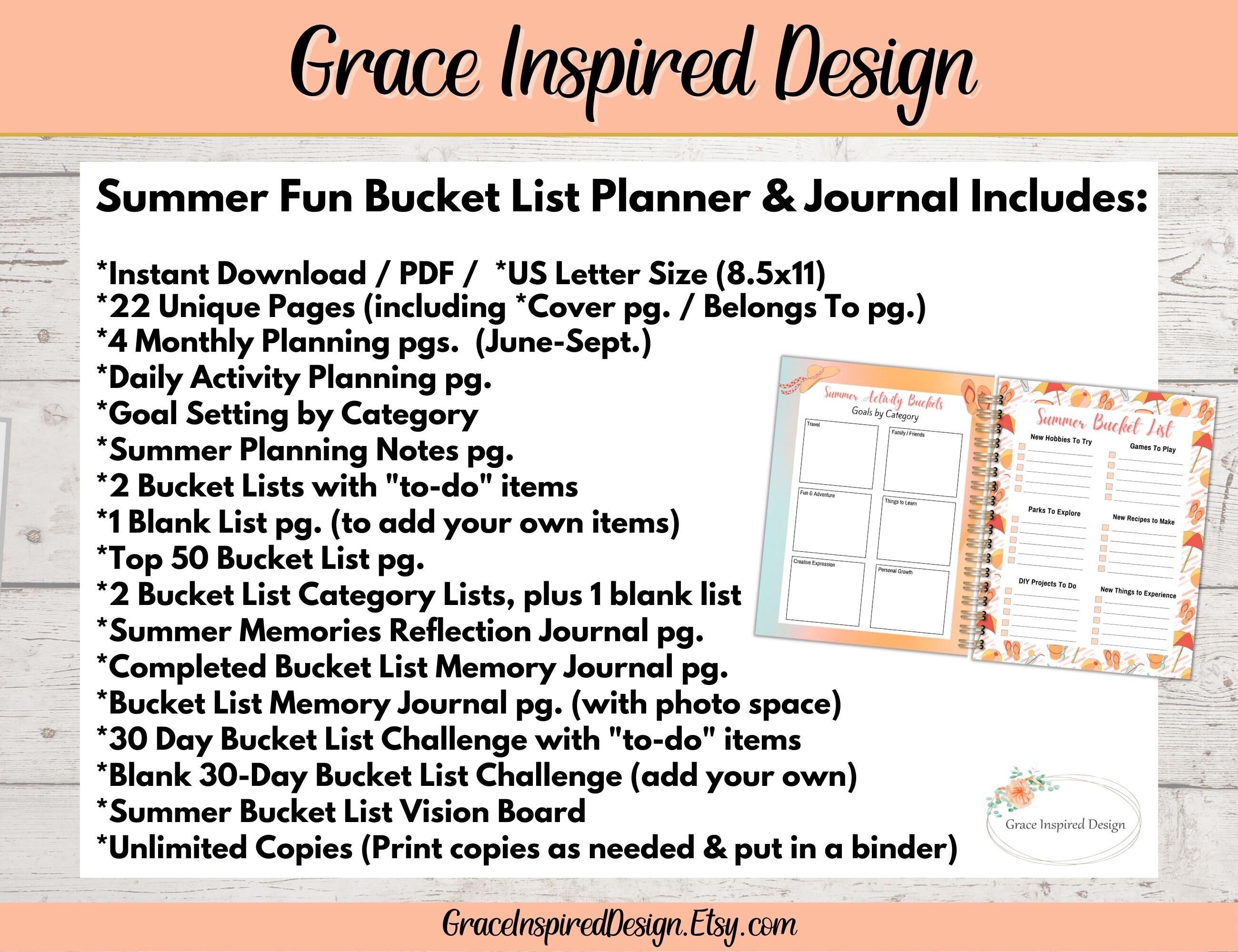 Summer Bucket List Printable, Summer Bucket List Planner, Summer Bucket ...