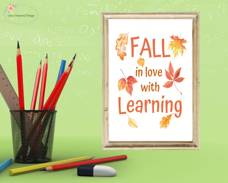 Fall Inspirational Printable, Fall Kids Room Poster, Fall in Love With ...