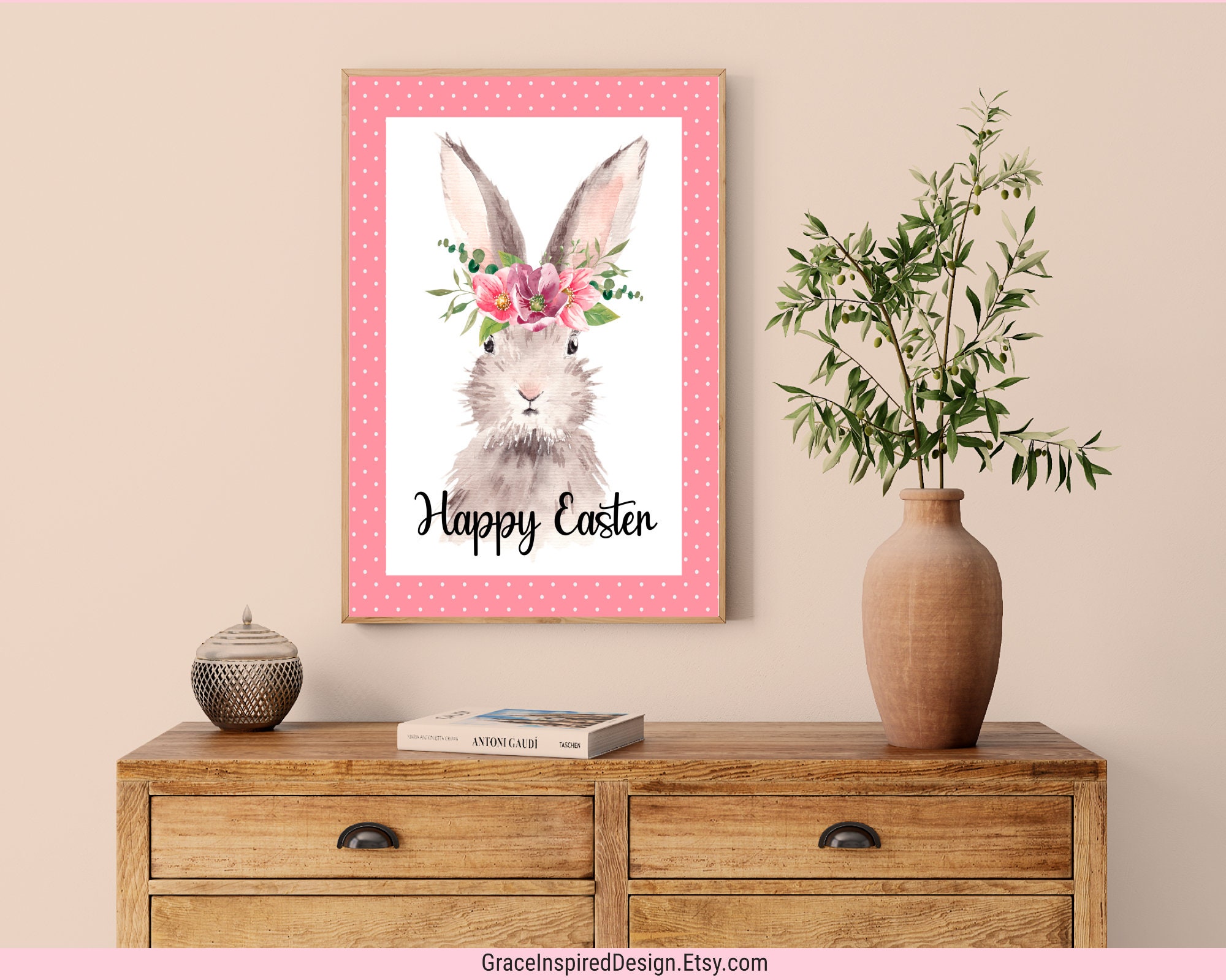Easter Printable Sign, Happy Easter Printable Wall Art, Easter Bunny ...