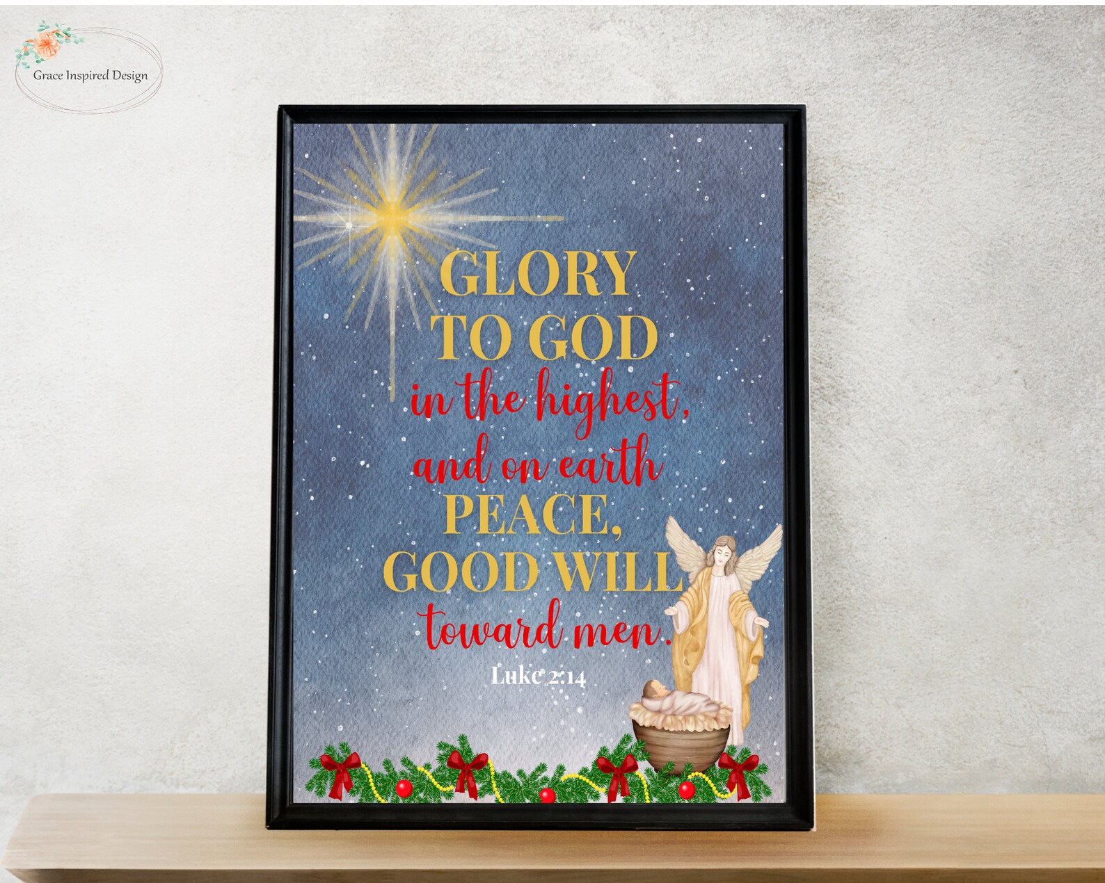 Christmas Scripture Verse Printable, Bible Verse Luke 2:14 Christmas ...