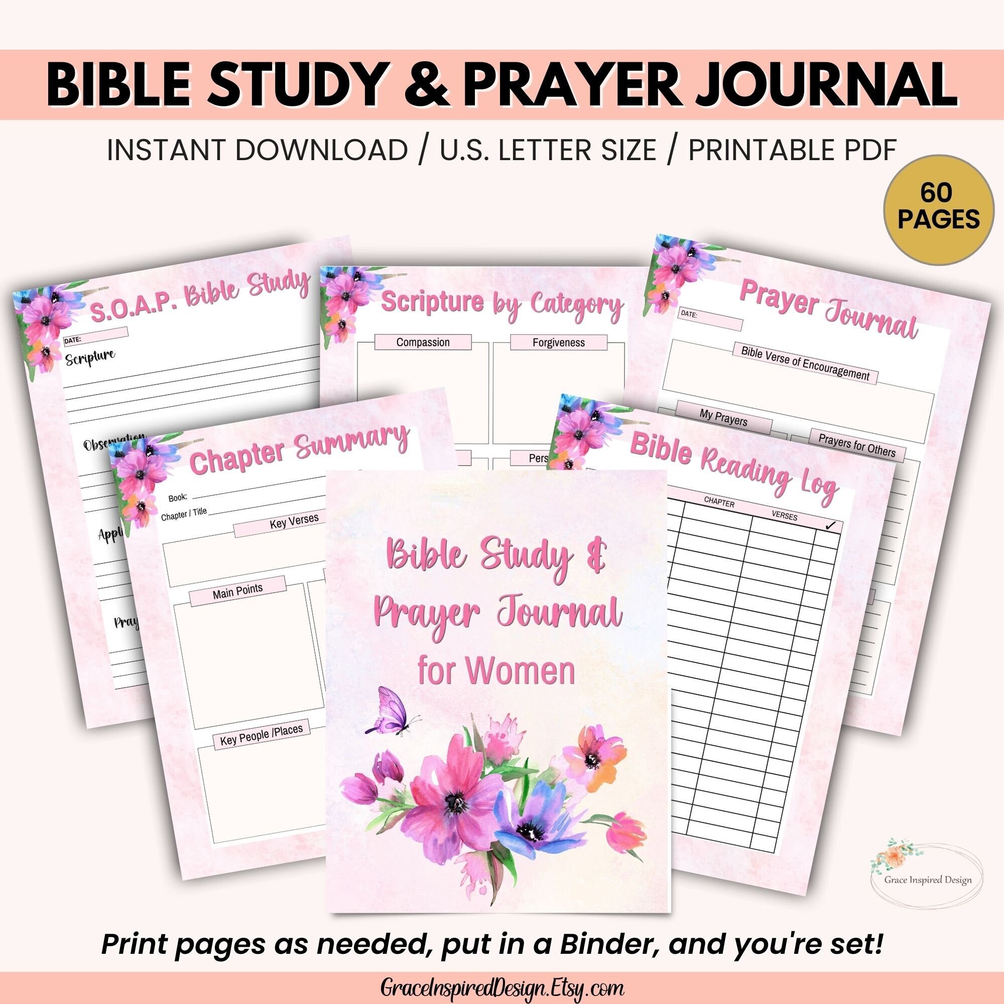 Bible Study & Prayer Journal Printable Bible Study Printable - Etsy