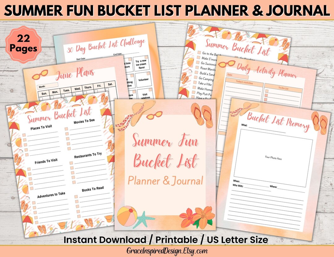 Summer Bucket List Printable, Summer Bucket List Planner, Summer Bucket ...
