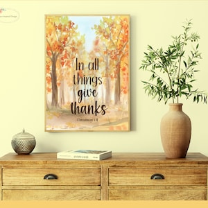 Fall Scripture Print, Fall Bible Verse Printable, Give Thanks Printable ...