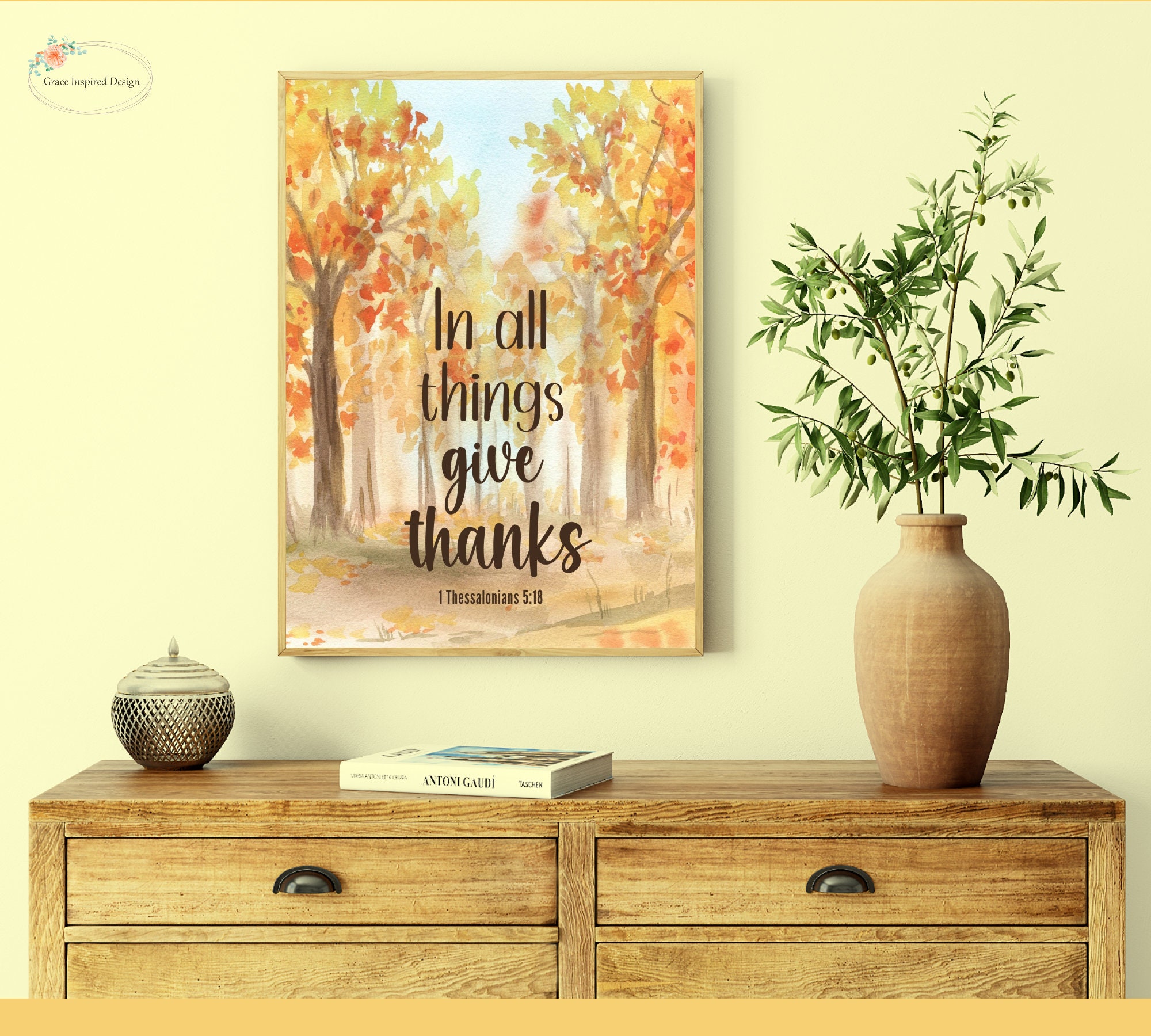Fall Scripture Print, Fall Bible Verse Printable, Give Thanks Printable ...