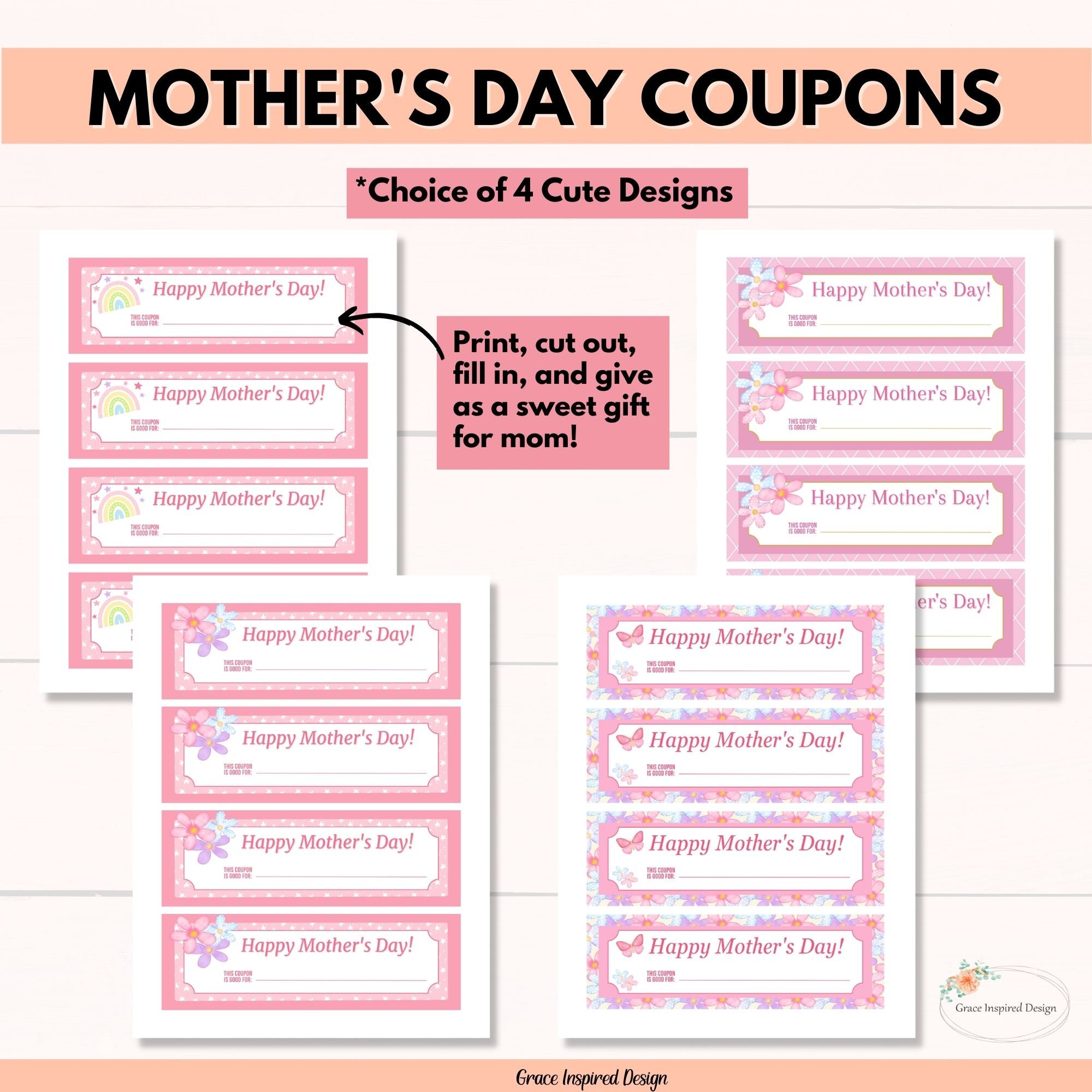 Mother's Day Coupon Book, Printable Mother's Day Coupons, Personalized ...