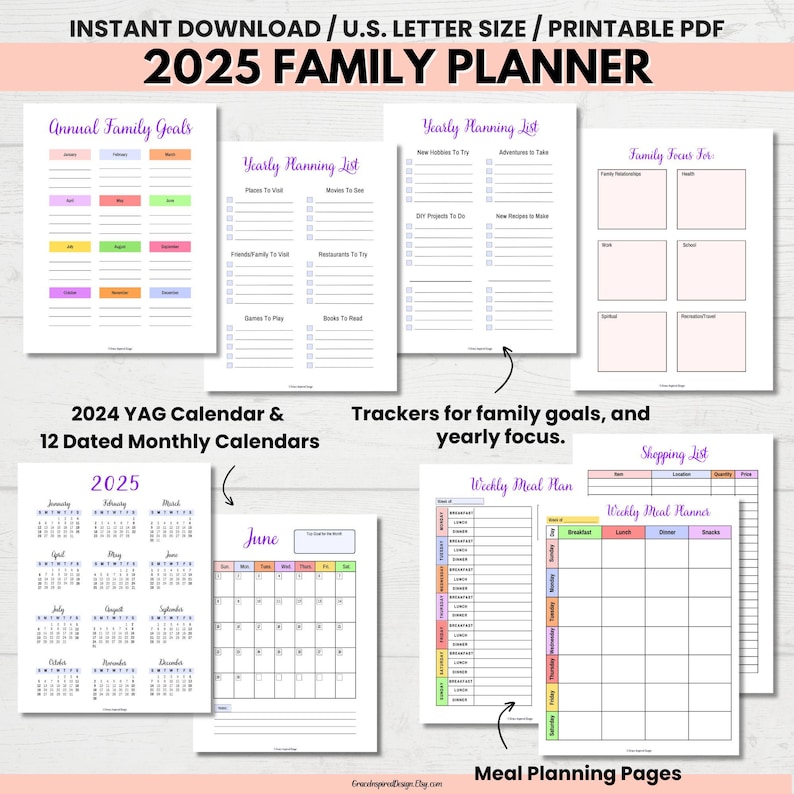 2025 Family Planner Printable Family Calendar 2025 Weekly Family ...