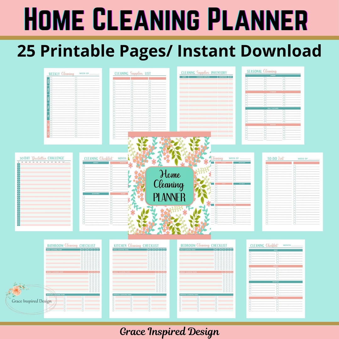 House Cleaning Planner Printable, House Cleaning Checklists, Spring ...