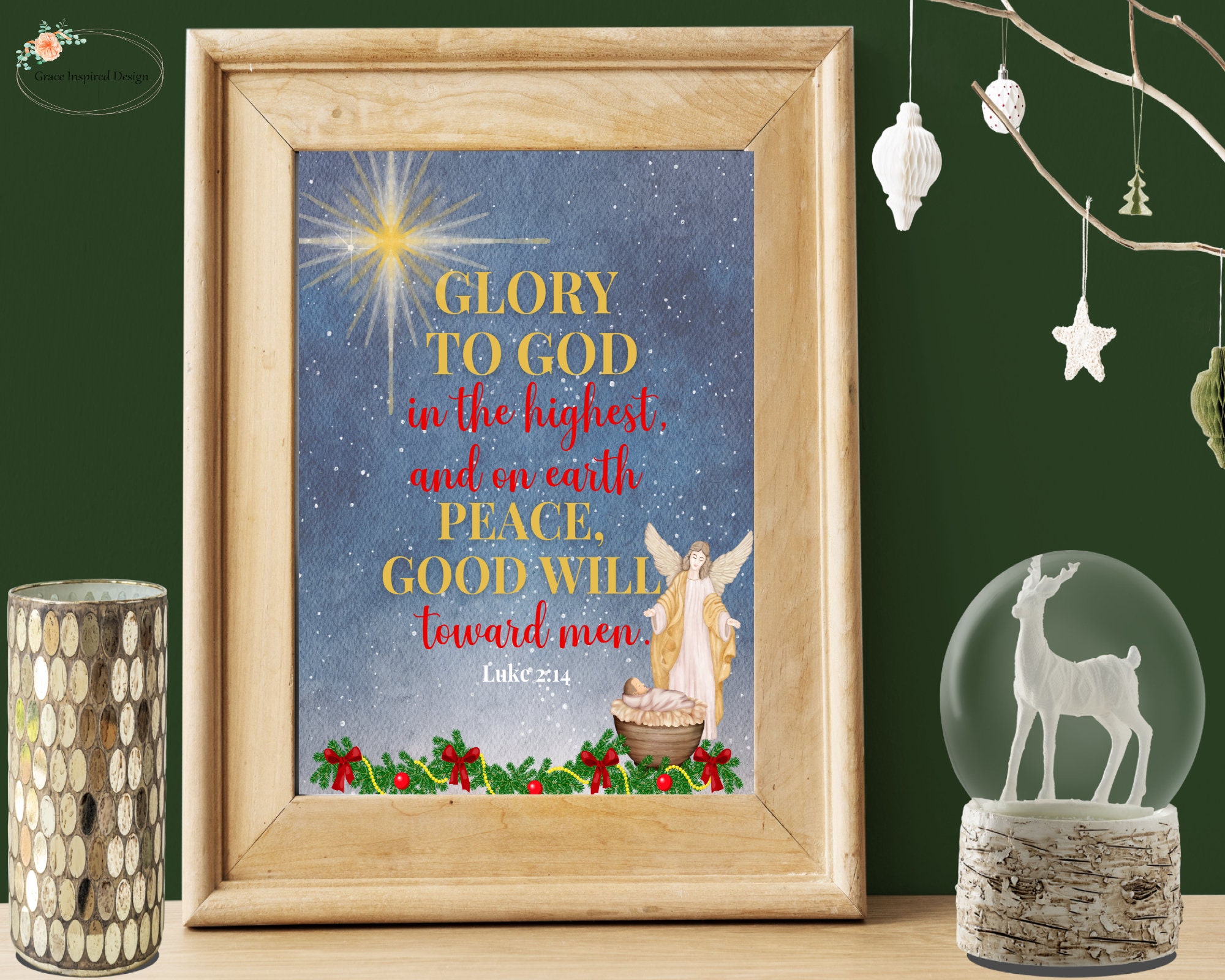 Christmas Scripture Verse Printable, Bible Verse Luke 2:14 Christmas ...