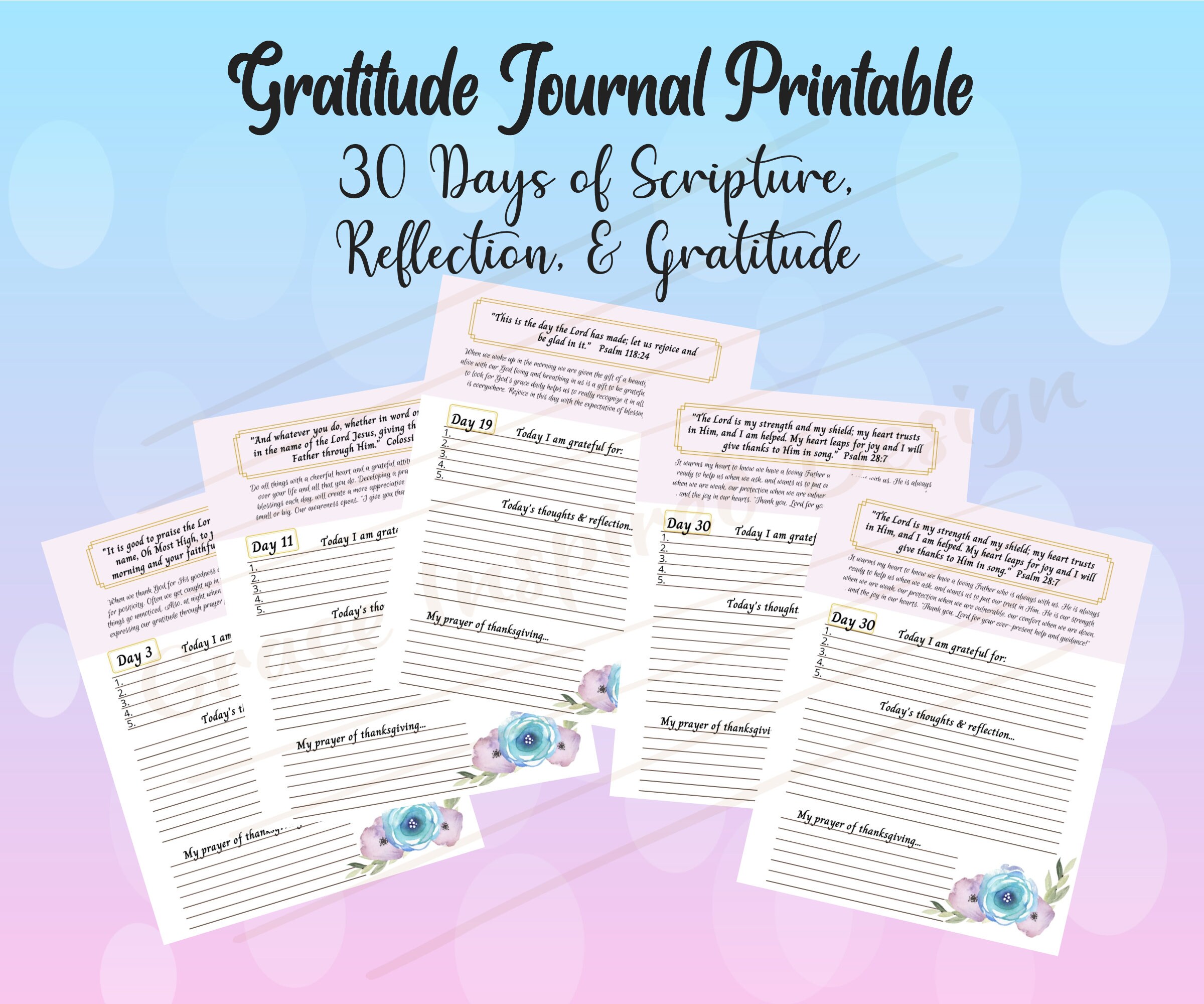 Gratitude Journal Printable, Faith Gratitude Binder, 30 Days of ...