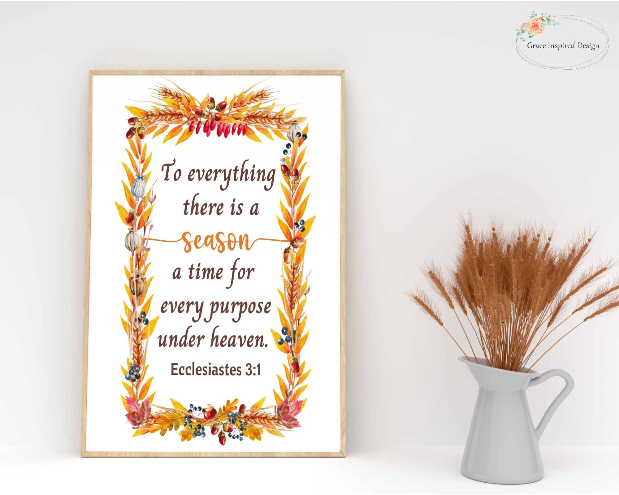 Fall Scripture Verse Printable. Ecclesiastes 3:1 Wall Art, Fall Autumn ...
