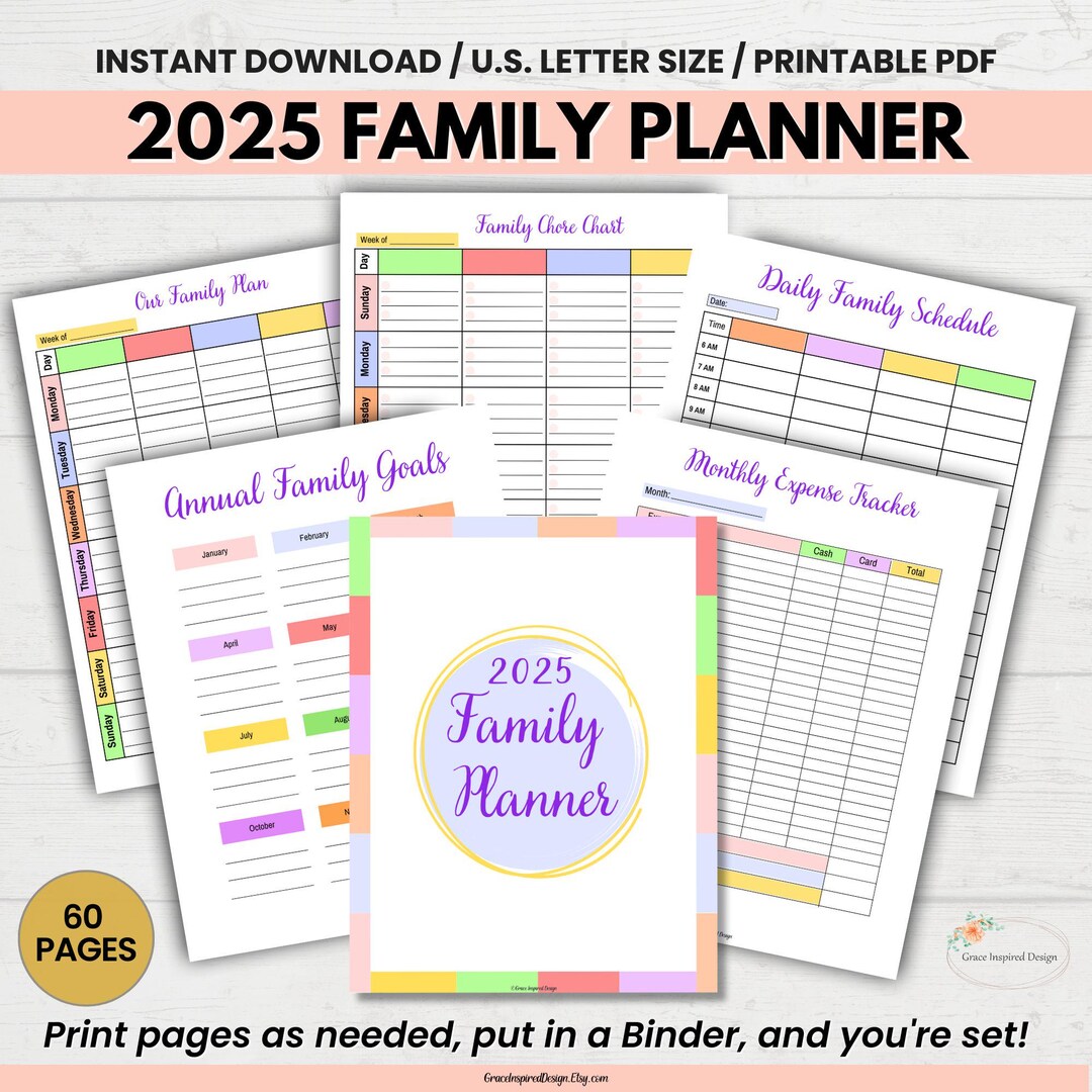 2025 Family Planner Printable Family Calendar 2025 Weekly Family ...