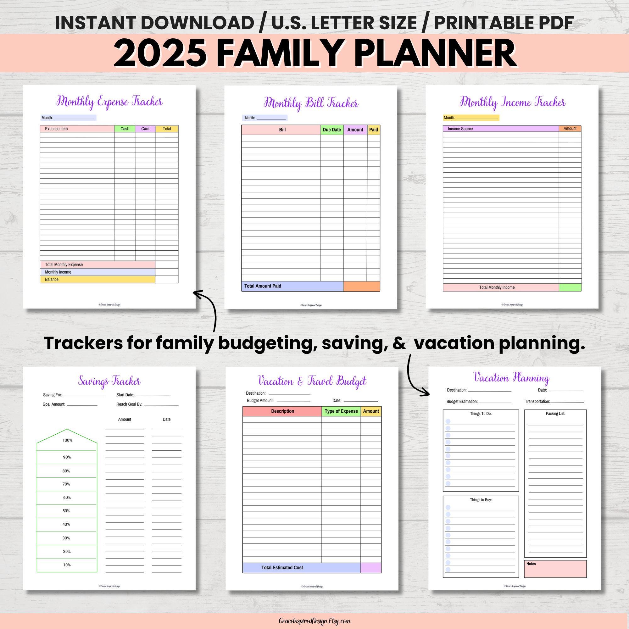 2025 Family Planner Printable Family Calendar 2025 Weekly Family ...