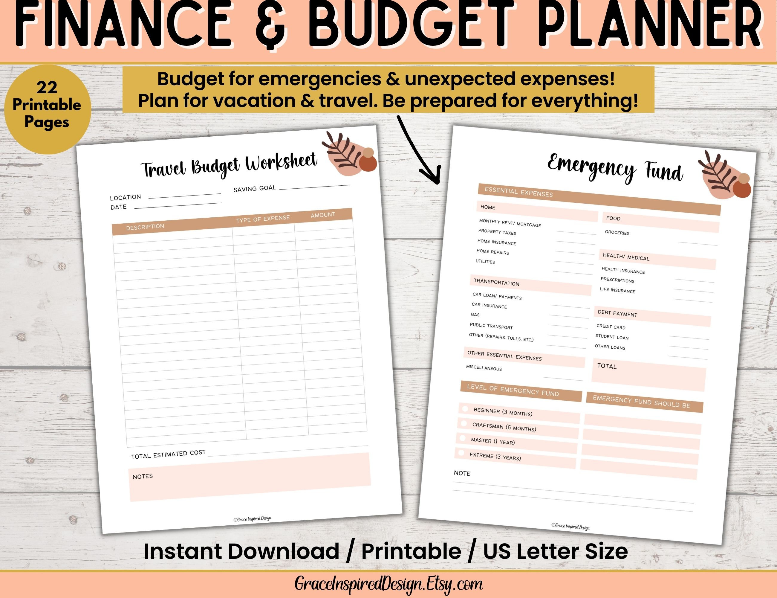 Finance & Budget Planner Printable, Monthly Budget Tracker, Weekly ...