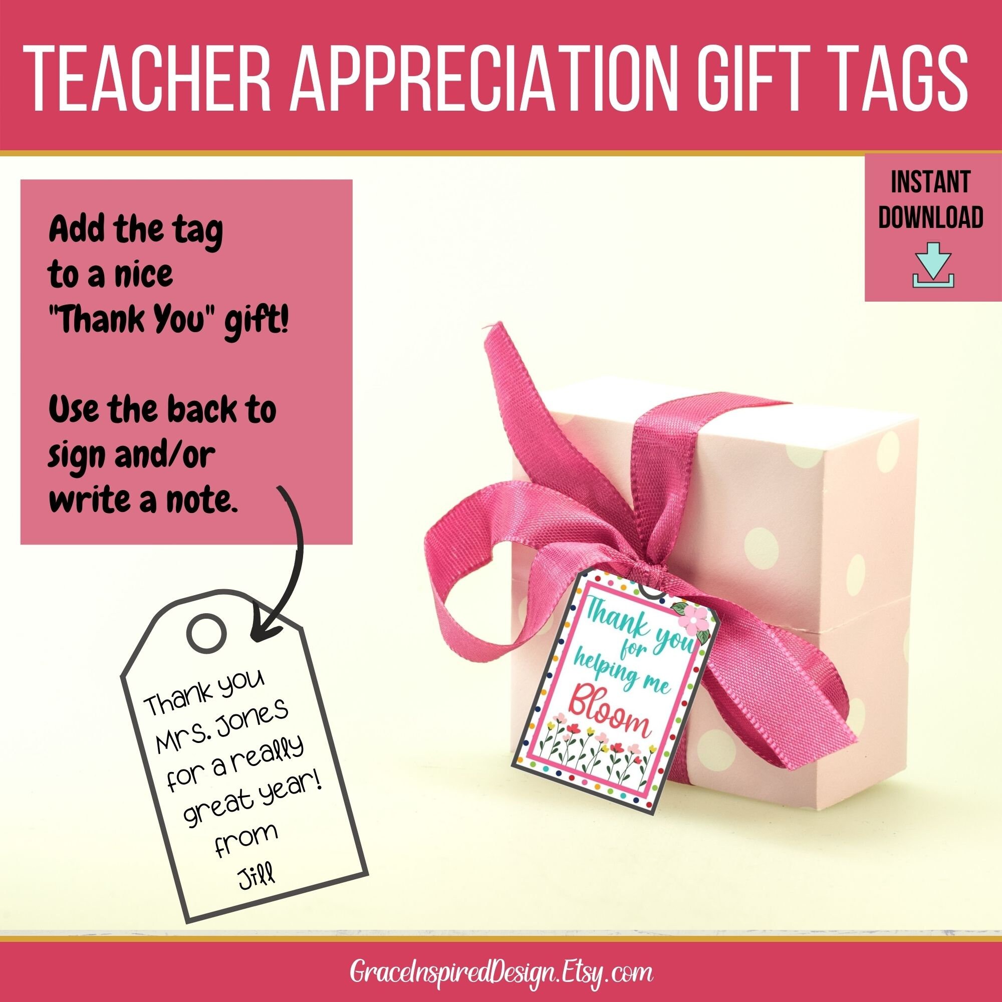 Teacher Appreciation Gift Tags, Teacher Gift Tags , Thank You Teacher ...