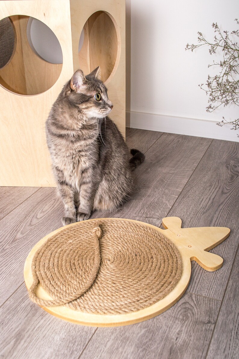 Cat Floor Flat Jute Scratching Post Mouse Shape Cat | Etsy